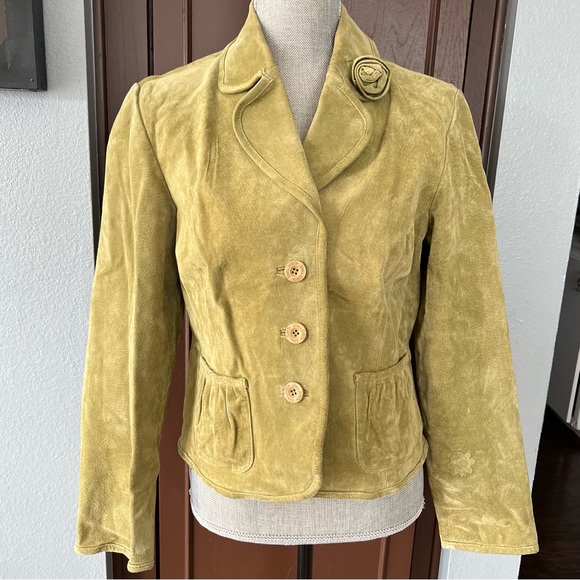 Vintage | Jackets & Coats | Vintage Live A Little Chartreuse Suede ...